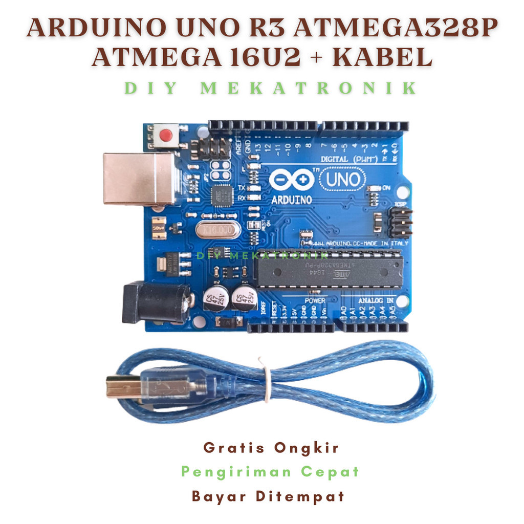 Jual Arduino Uno R3 ATMEGA328P DIP 16U2 Compatible Board + Kabel | Shopee Indonesia
