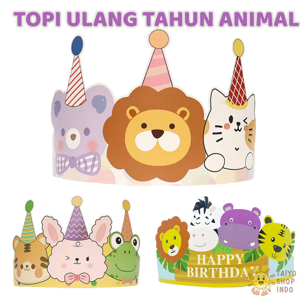 Jual TAIYO Topi Ulang Tahun Animal Pesta Anak Dekorasi Birthday Party ...