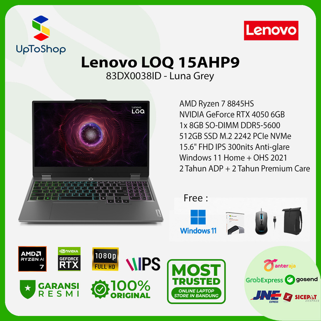 Jual Lenovo LOQ 15AHP9 38ID Ryzen 7 8845HS 8GB 512GB 15.6" W11+OHS2021 ...