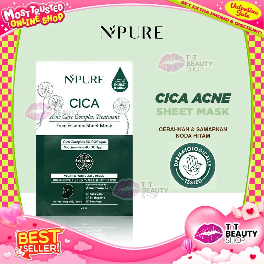 Jual NPURE Sheet Mask Cica Anti Acne Sheet Mask Masker Wajah Anti ...