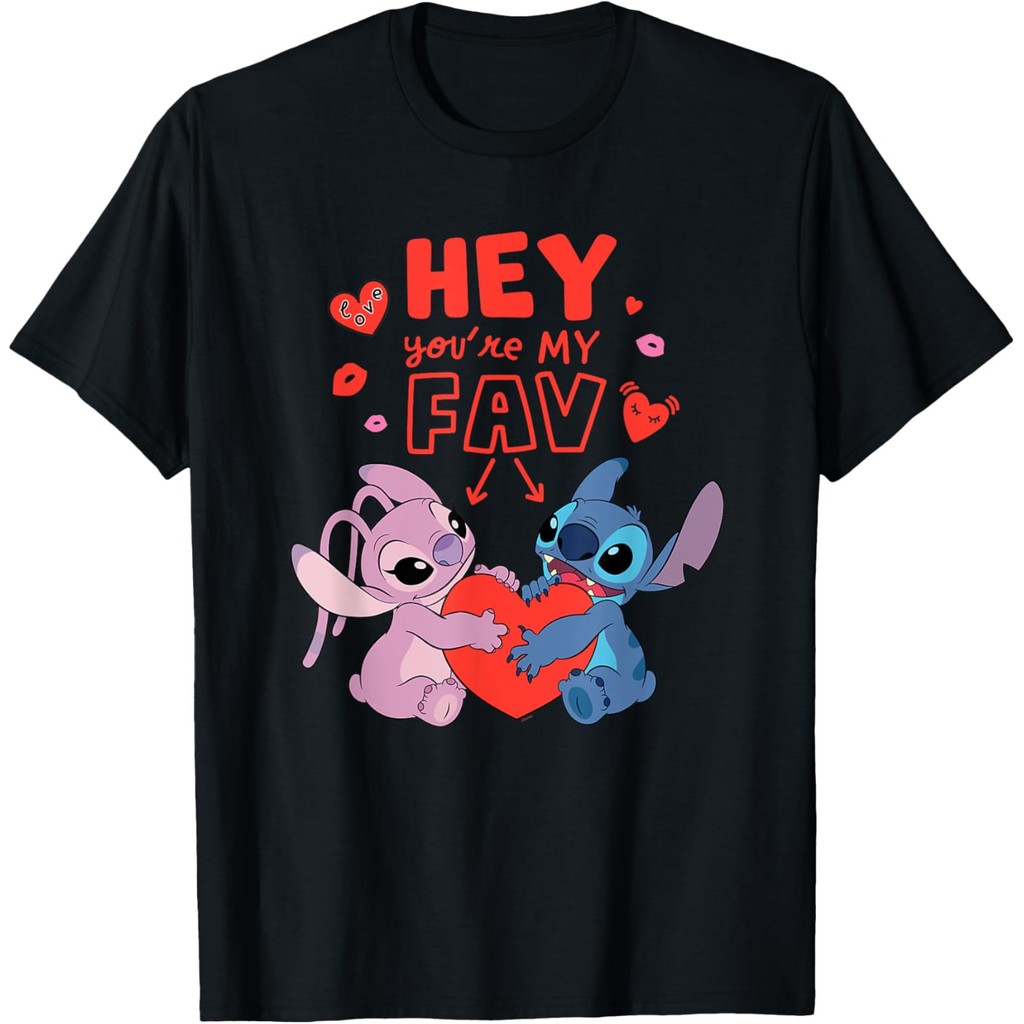 Jual Baju Kaos Dewasa Disney Stitch & Angel Hey You’re My Fav Love ...
