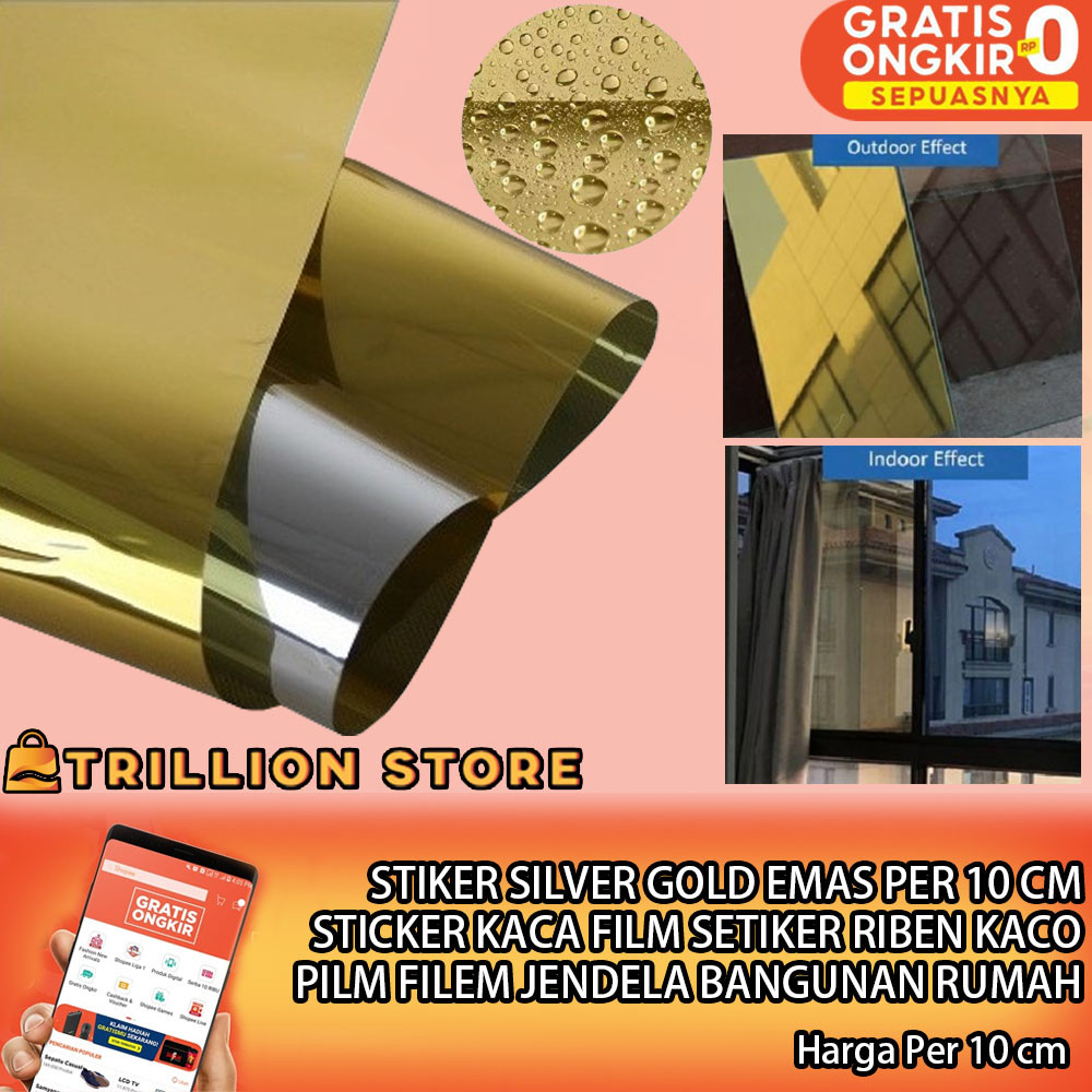 Jual Stiker Kaca Riben Sticker Silver Gold Emas Per 10 Cm Film Setiker ...