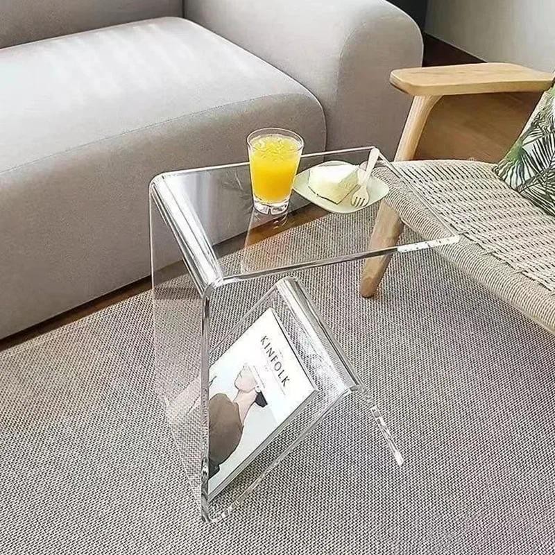Jual Simple Small Sofa Tables Transparent Acrylic Side Coffee Table ...