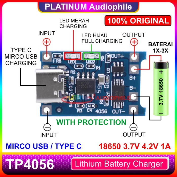 Jual JT99 TP4056 Lithium Li-ion 18650 Baterai Charger Protection Modul ...