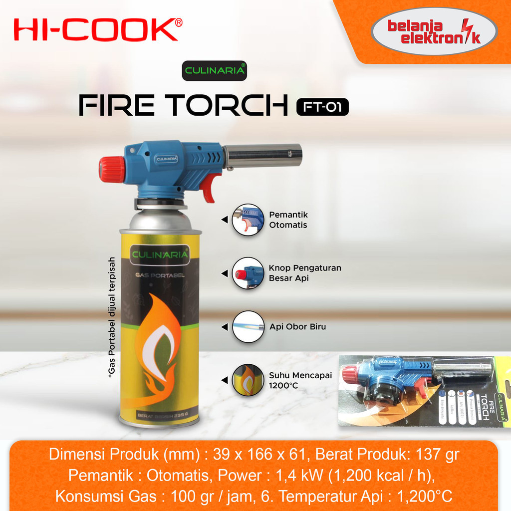 Jual Culinaria Fire Torch / Gas Torch / Alat Las HI COOK FT-01 | Shopee ...