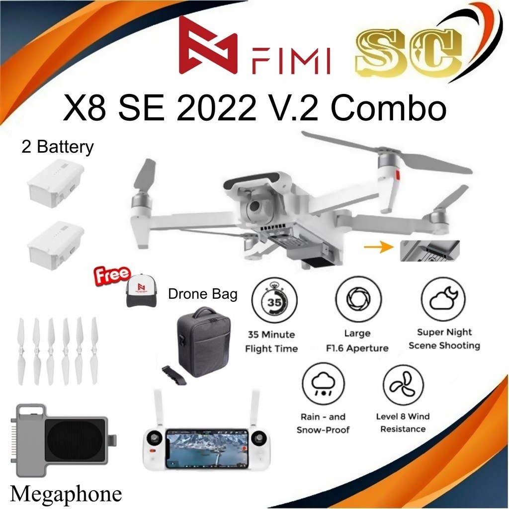 Jual FIMI X8SE 2022 V2 Drone GPS 10KM 4k 48MP 3-axis Gimbal With ...