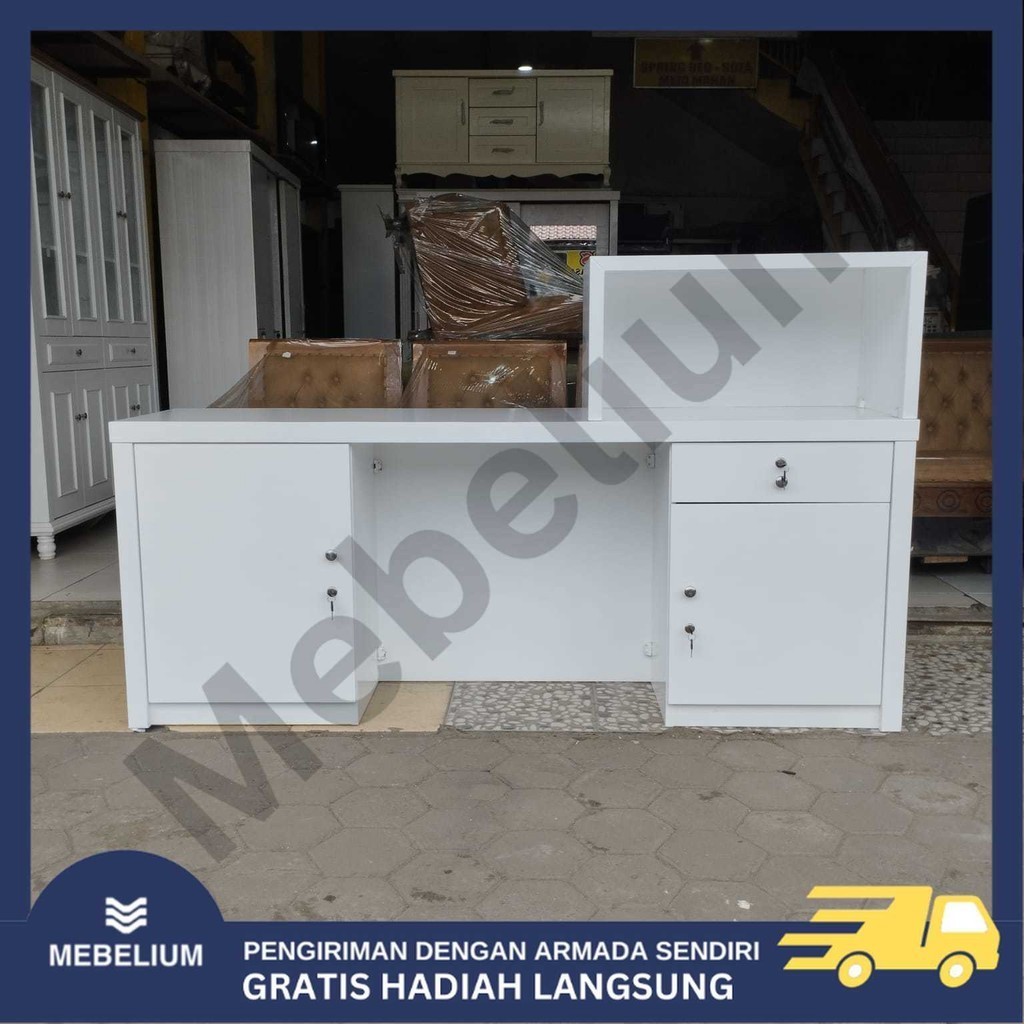 Jual Meja Tulis Kayu Multiplex Putih | Meja Resepsionis | Meja Kasir ...