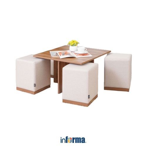 Jual Informa Set 5 Pcs Malvin Meja Tamu & Bangku - Cokelat Coffee Table ...