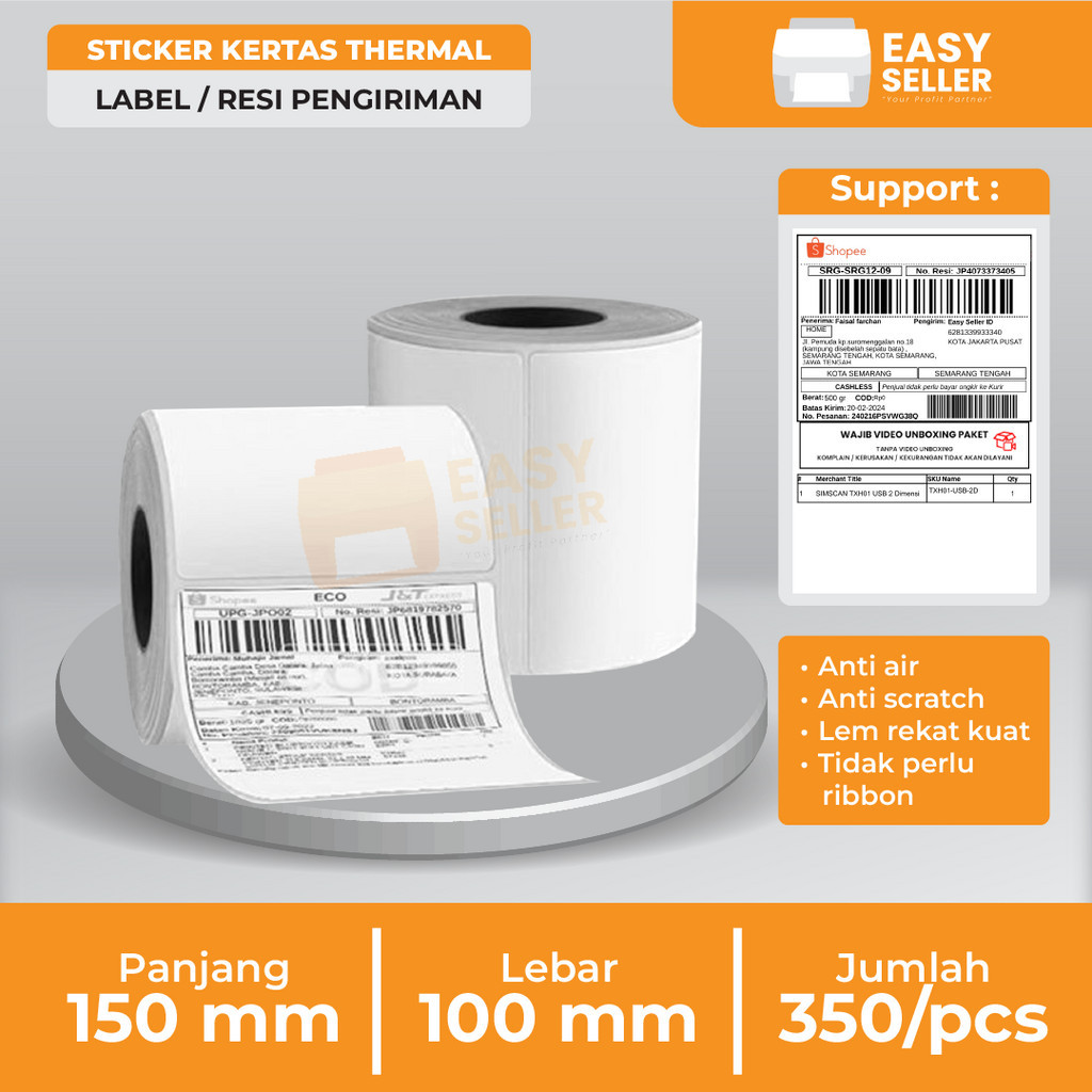 Jual Label Thermal Resi Stiker 100x150 mm / Kertas Sticker A6 100 x 150 mm / Paper Thermal ...