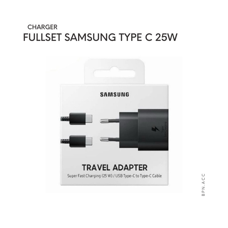 Jual Fullset Charger Type C to Type C Samsung 25 Watt USB-C 25W Kabel Charger & Kepala Charger ...