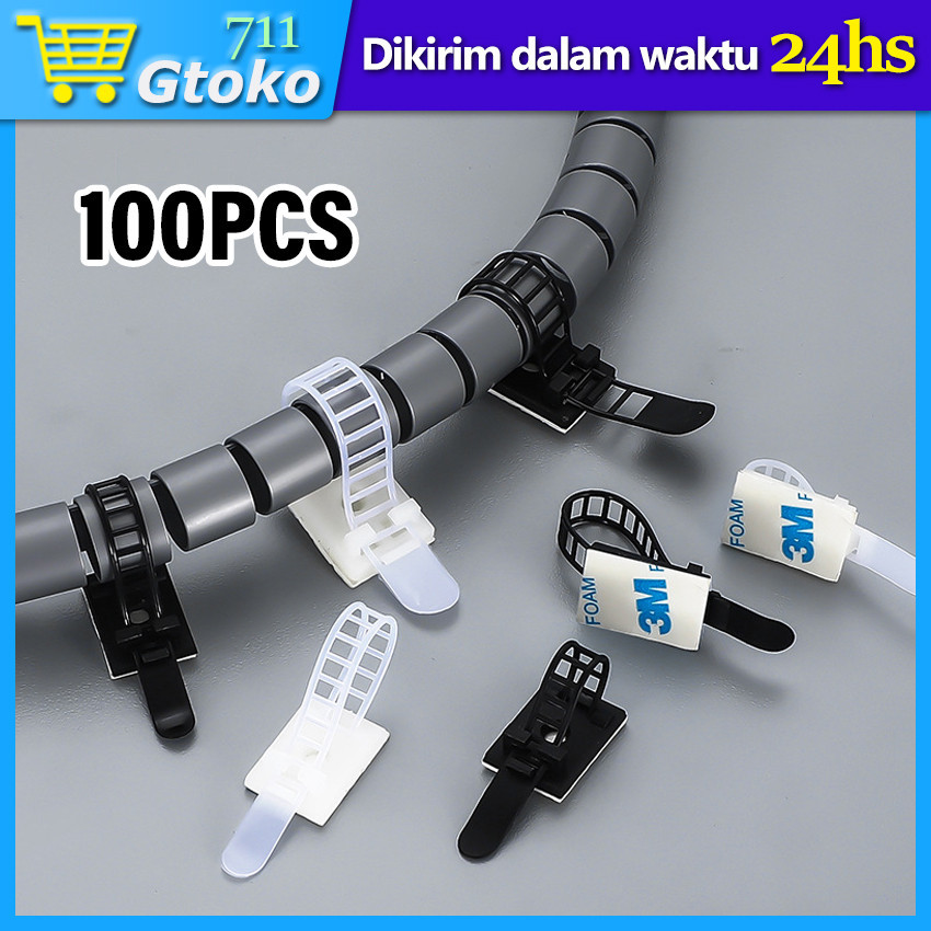 Jual 100Pcs Klip Pengikat Perapih Kabel Flexible Cable Tie Holder ...