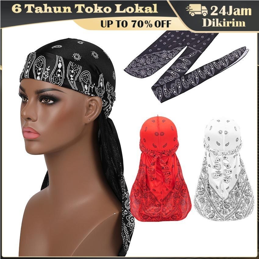 Jual Unisex Silky Durags Bandanas Turban Hat Wigs Doo Men Satin Durag ...