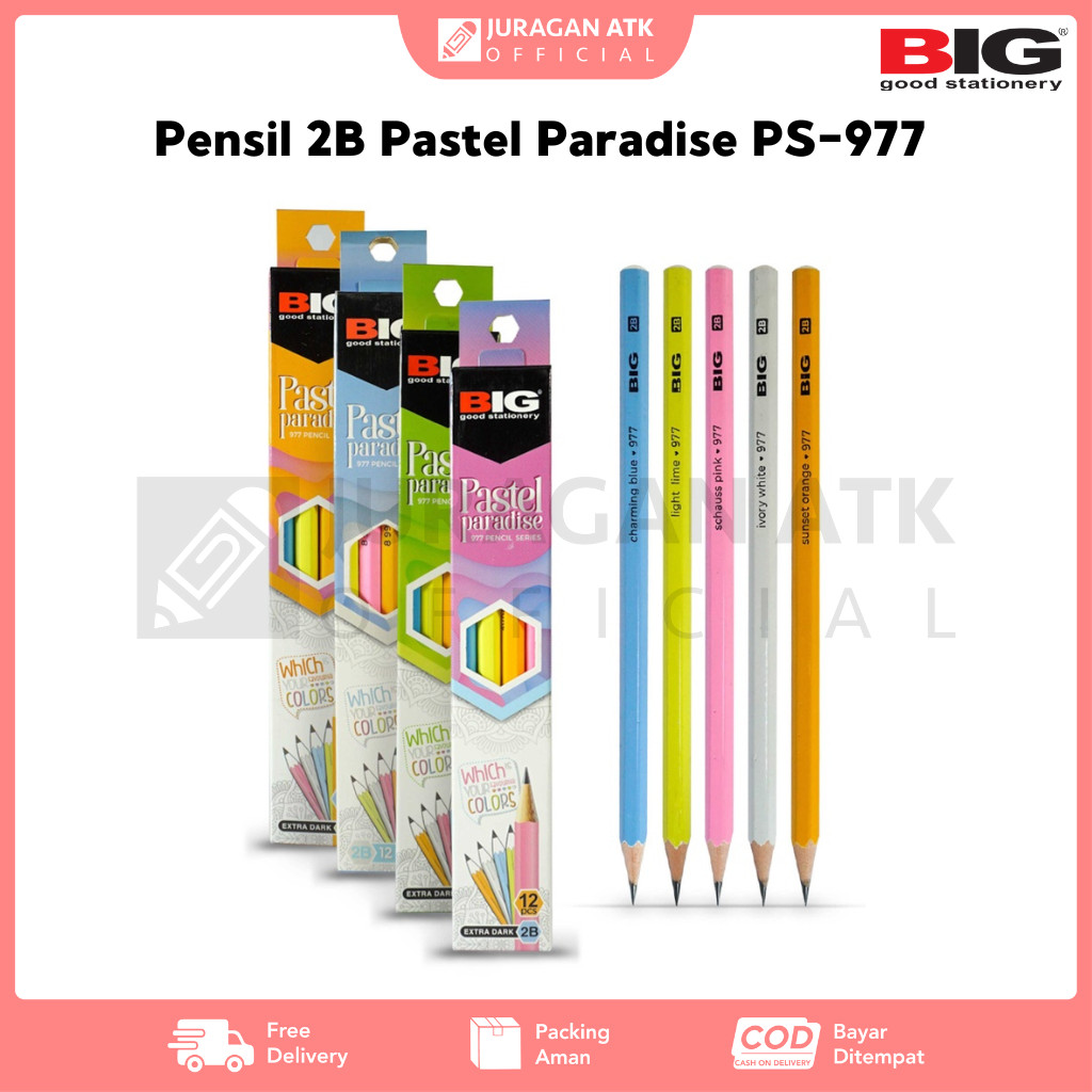 Jual Pensil 2B Pastel Paradise BIG Pencil Series PS-977 (1Pack Isi 12Pcs) | Shopee Indonesia