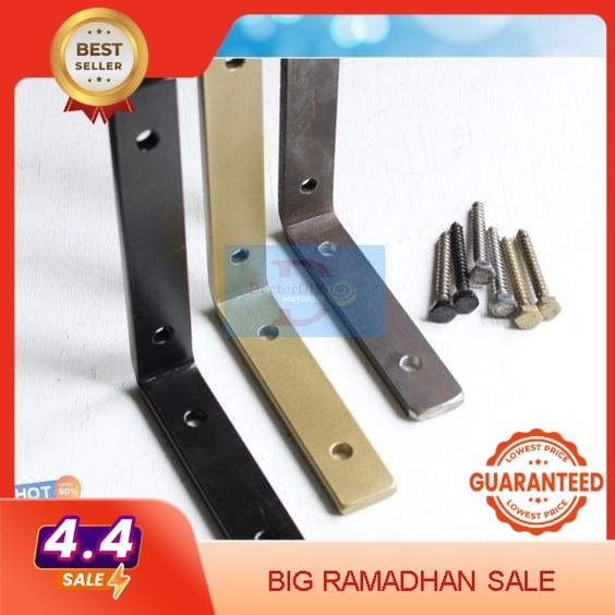 Jual bracket besi siku L rak tempel dinding / besi penyangga rak ...