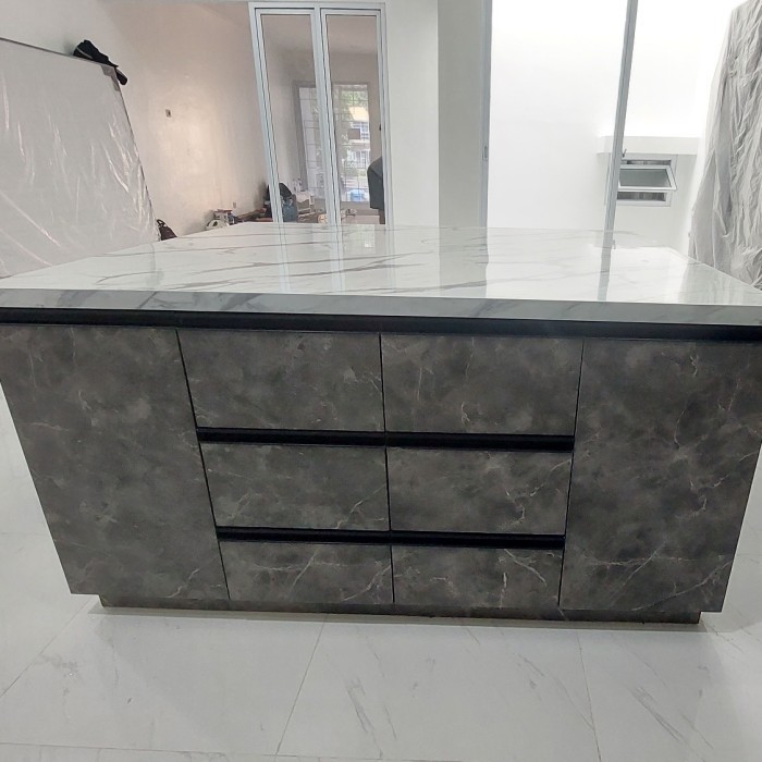 Jual meja island dapur hpl top quadra minimalis modern | Shopee Indonesia