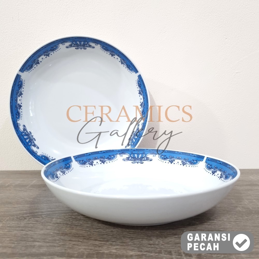 Jual WINSTON 1pcs Piring Kue Keramik MAHKOTA BIRU 9,25in Piring Buah ...