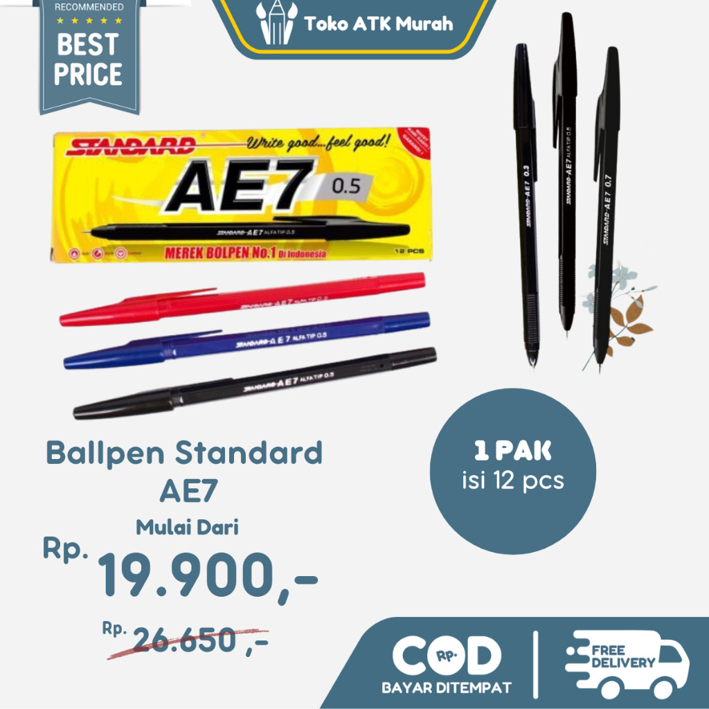 Jual Ballpoint / Pulpen Standard AE7 1 Pack / 12 pcs | Shopee Indonesia