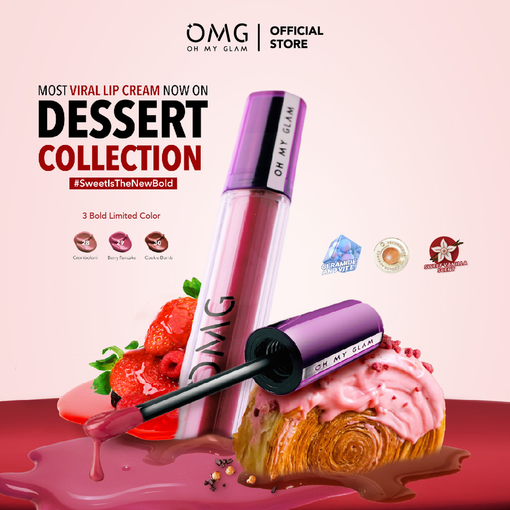 Jual NEW! [SPECIAL DESSERT EDITION] OMG OH MY GLAM Mattelast Lip Cream 2.9 g - Lip Cream Matte ...