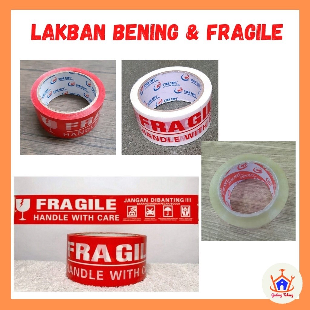 Jual Gudang Tukang Lakban Plakban Solasi Solatip Bening Besar Fragile ...