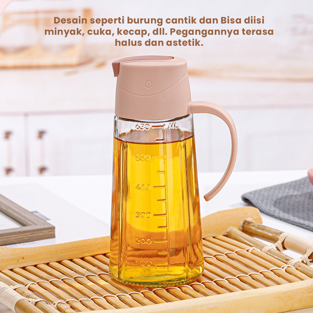 Jual Wadah Botol Minyak Goreng Kaca Aesthetic Buka Tutup Otomatis 630ml | Shopee Indonesia