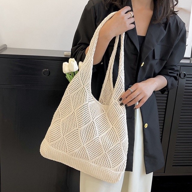 Jual Little Maple - Yerin Knitted Beach Tote Bag / Tas Pantai Rajut Premium / Tas Rajut Estetik ...