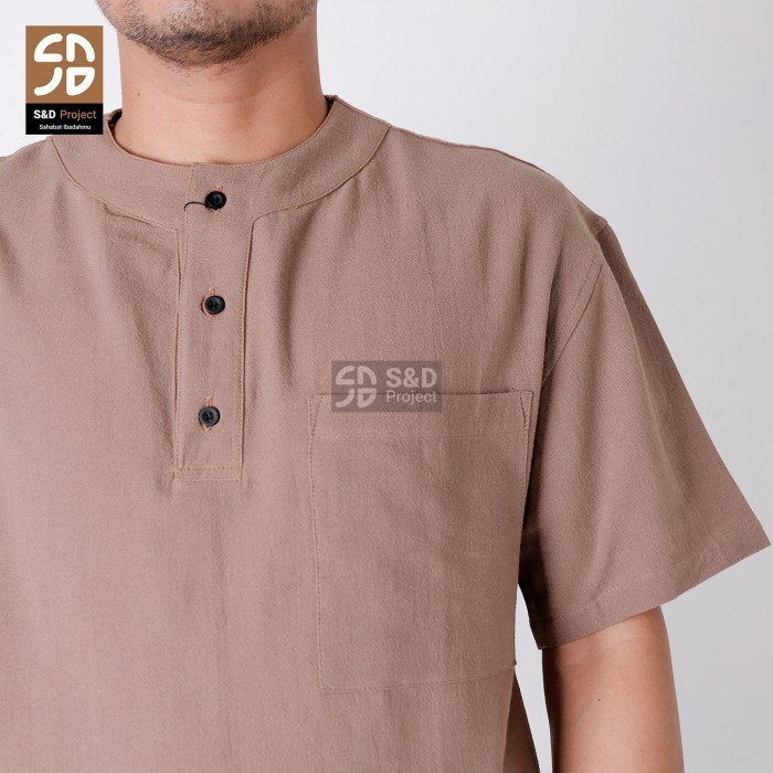 Jual Baju Koko Maheer Oversize Bahan Linen Fumiko Polos Warna Moka ...