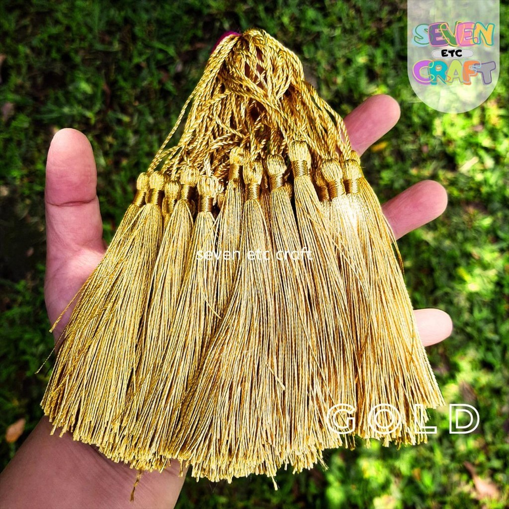 Jual 10 pcs Tasel Rumbai Tassel GOLD | Shopee Indonesia
