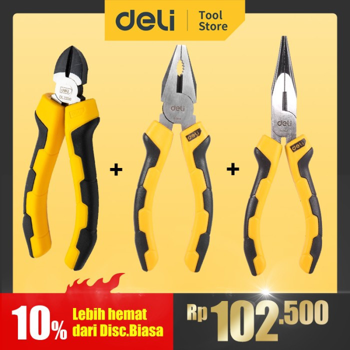 Jual JK98X Deli Tang Set - Tang Kombinasi Tang Lancip Tang Potong 1 Set ...