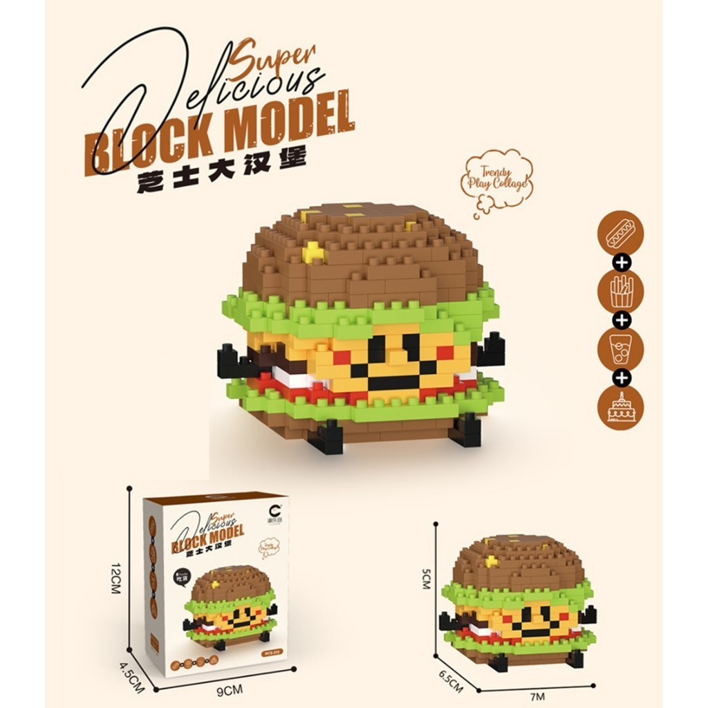 Jual HC DIY Mainan Nano Blocks Brick Susun Model Makanan Block Mini ...