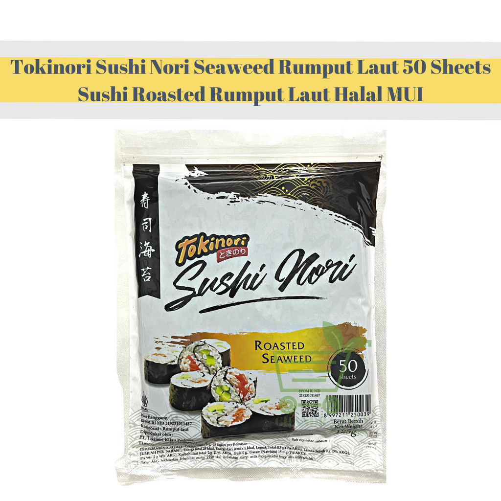 Jual Tokinori Sushi Nori Seaweed Rumput Laut 50 Sheets - Sushi Roasted ...