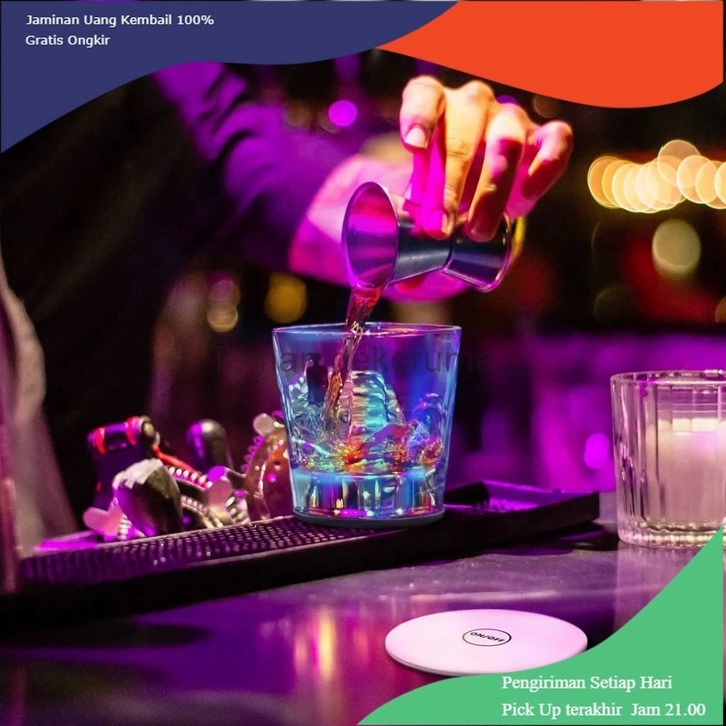 Jual TD - DKR Loguide Lampu Alas Botol Wine Bottle Stickers LED Coaster ...
