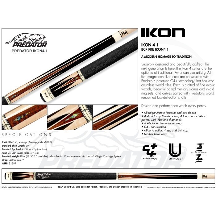 Jual PROMO PREDATOR IKON4-1 UNILOC LOW DEFLECTION BILLIARD CUE STICK STIK BILIAR #ORIGINAL ...