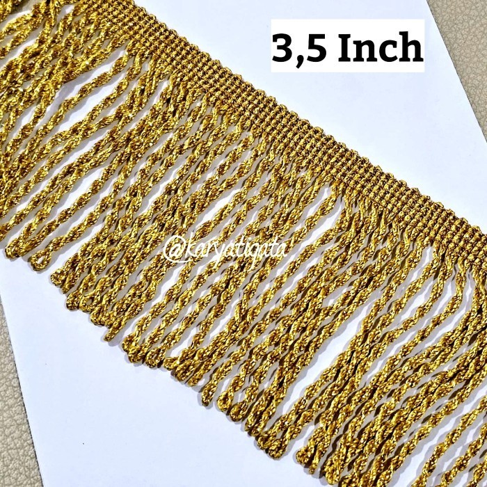 Jual Renda Rumbai Tambang 3,5 Inch 9 Cm - Emas (17 yard) | Shopee Indonesia