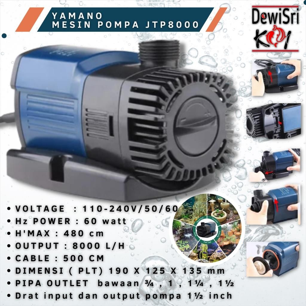 Jual SUNSUN JTP8000 JTP 8000 liter per jam Pompa Celup Filter Kolam Ikan | Shopee Indonesia