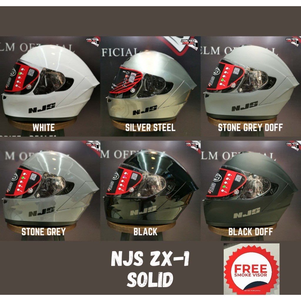 Jual HELM NJS FULLFACE FULL FACE ZX-1 ZX1 ZX 1 SOLID POLOS BLACK DOFF ...