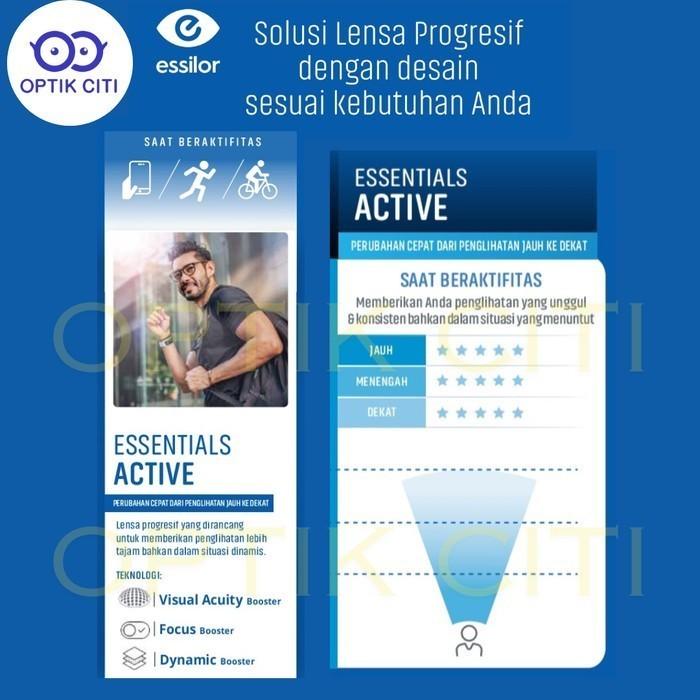 Jual Lensa Progresif Essilor Essentials Active Photochromic Night Drive ...