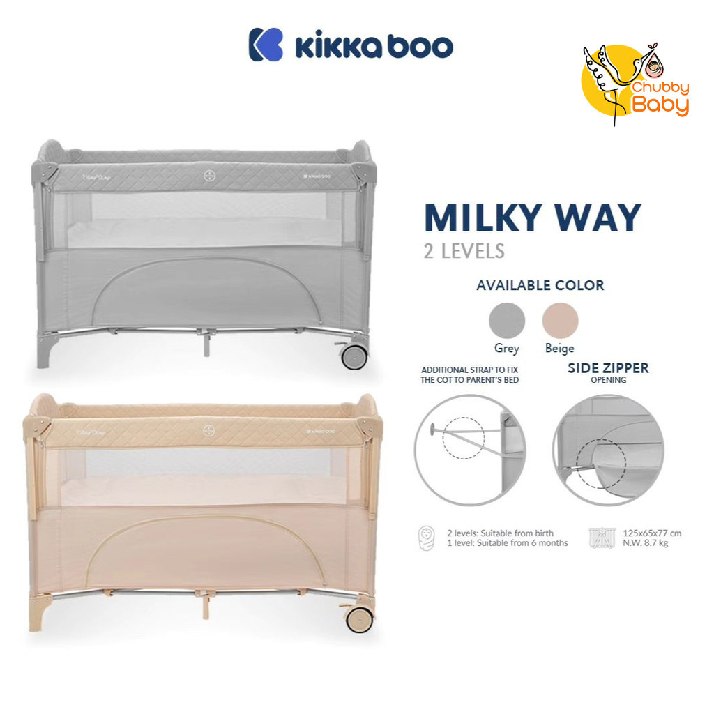 Jual Kikkaboo Baby cot 2 levels Milky Way 2023 | Box Tempat Tidur Bayi | Shopee Indonesia