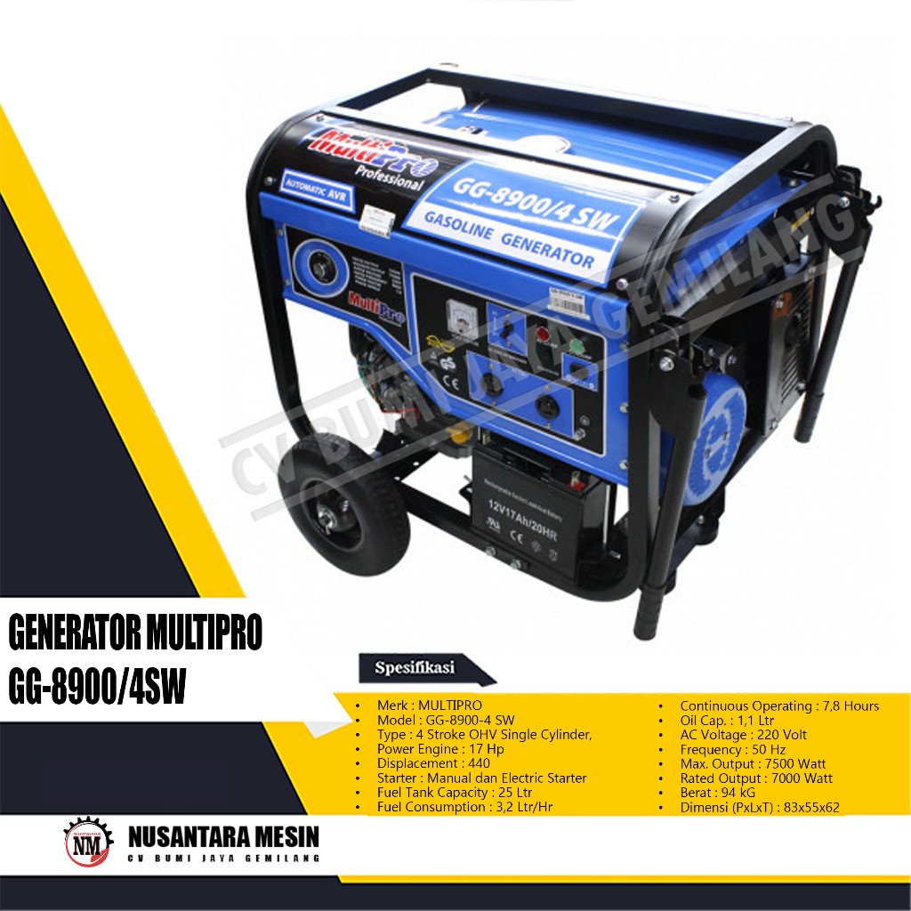 Jual MESIN GENSET / GENERATOR MULTIPRO 8900 | Shopee Indonesia