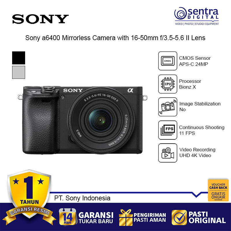 Jual Sony Alpha A6400 Mirrorless Camera Kit with 16-50mm f/3.5-5.6 II Lens | Shopee Indonesia