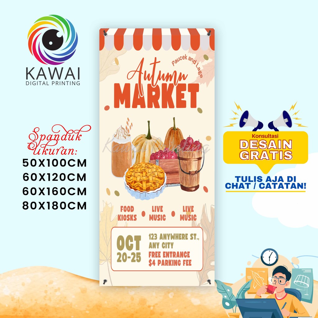 Jual Spanduk Banner Market Day Makanan Dan Minuman Treadisional Ukuran ...