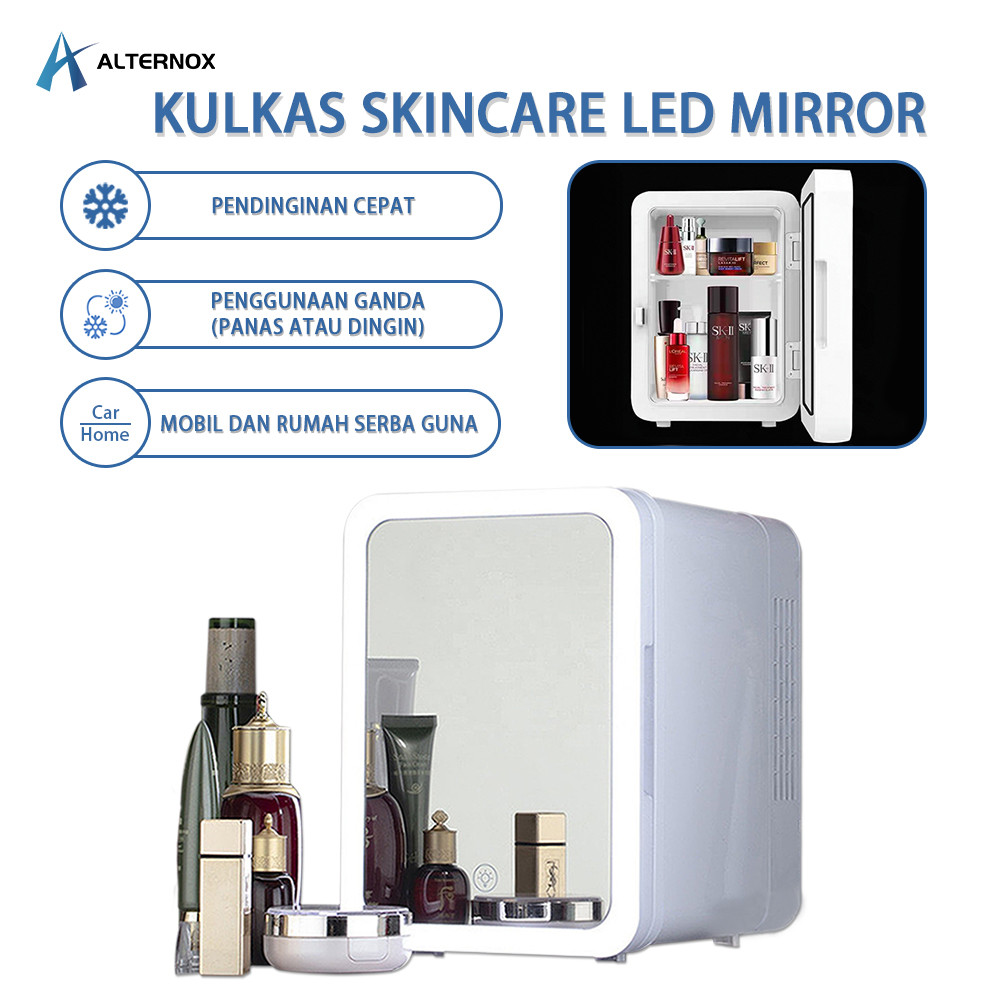 Jual ALTERNOX 100% ORI 4L Kulkas Skincare Mini Fridge LED Mirror ...