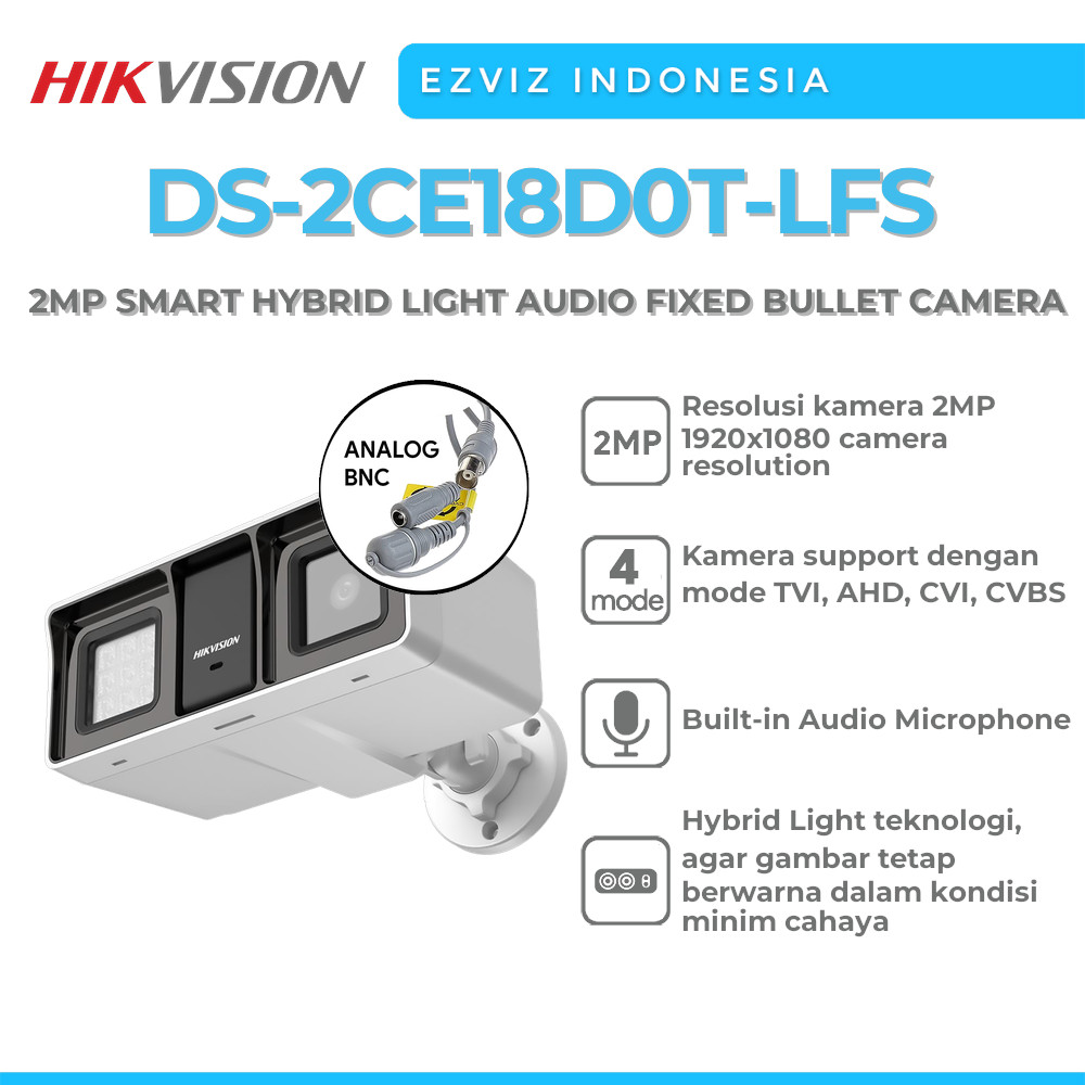 Jual HIKVISION DS-2CE18D0T-LFS 2MP HYBRID LIGHT AUDIO FIXED BULLET CAMERA | Shopee Indonesia