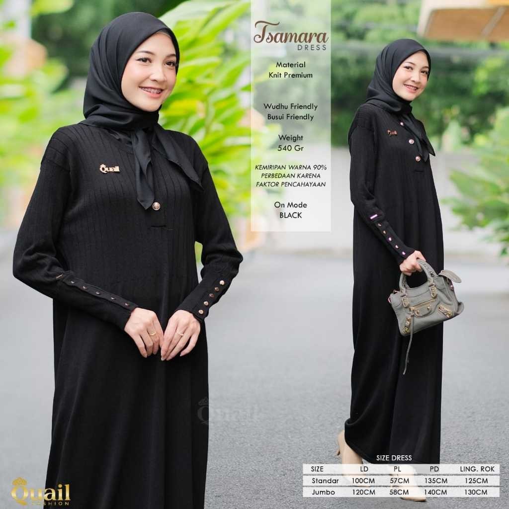 Jual Tsamara Dress Original Quail Hijab Wanita Jilbab Knit Premium Size ...