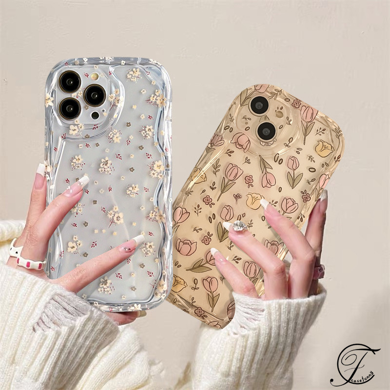 Jual Casing Bening Motif Bunga Tepi Lengkung Bergelombang 3d Untuk Oppo ...