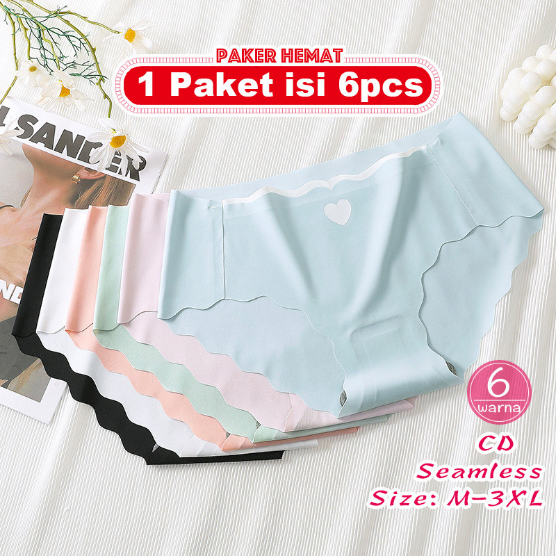 Jual PAKET Isi 6pcs Celana Dalam Wanita Premium Quality Es Sutra Seamless wanita sorex CD ...