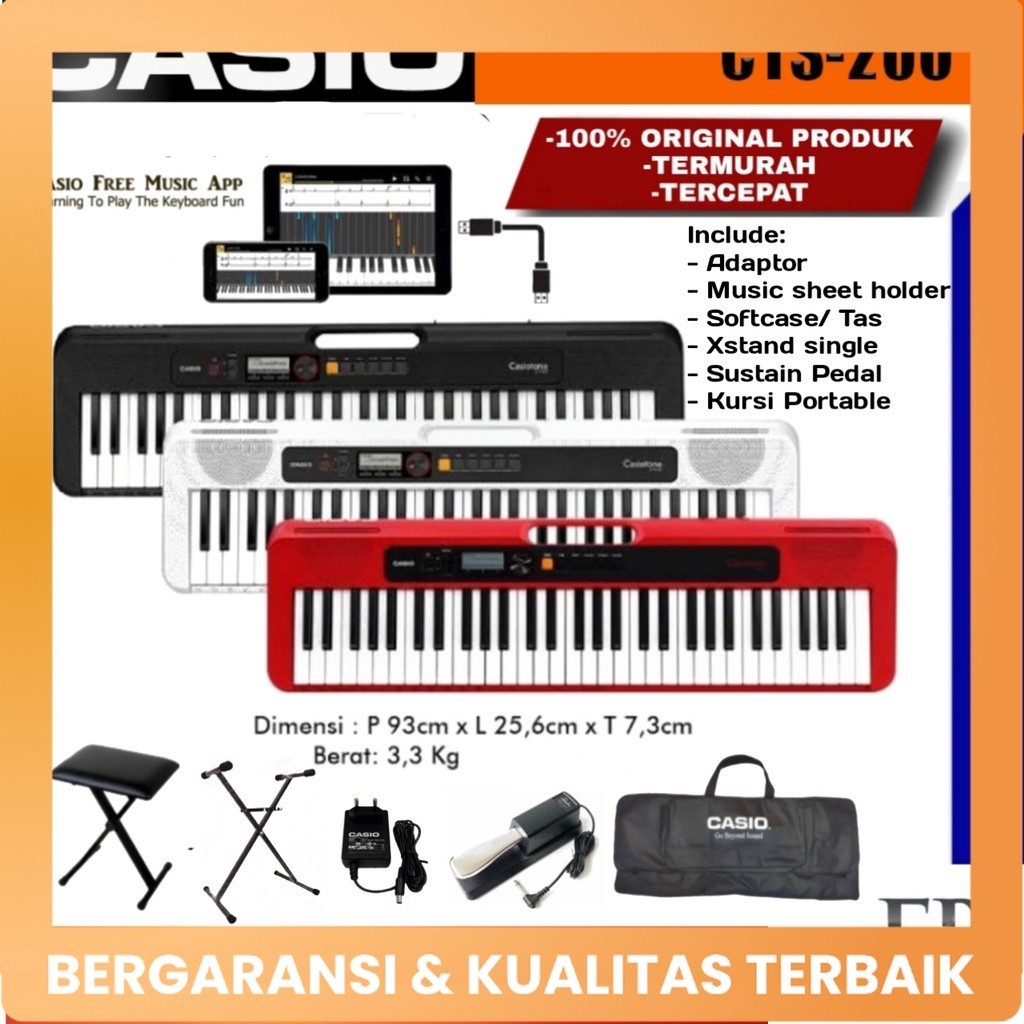 Jual Keyboard Casio CTS 200 / CT S200 / Alat Musik Keyboard CT-S 200 ...