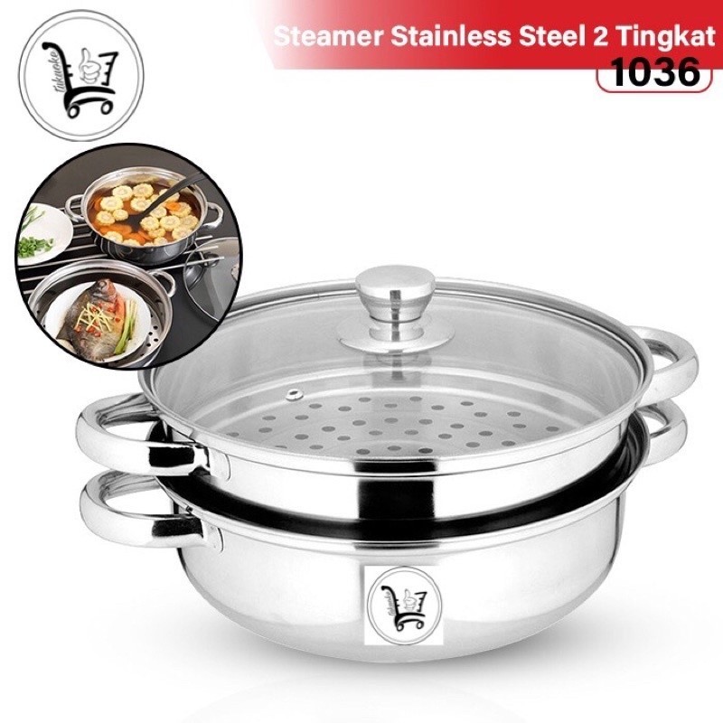 Jual [PANCI KUKUS 2 SUSUN] STEAMER STEINLESS TUTUP KACA PANCI SOMAY ...
