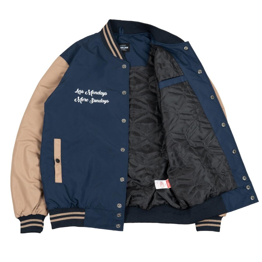 Jual Dobujack Jacket Varsity Hazeland Navy Saga Cream | Shopee Indonesia