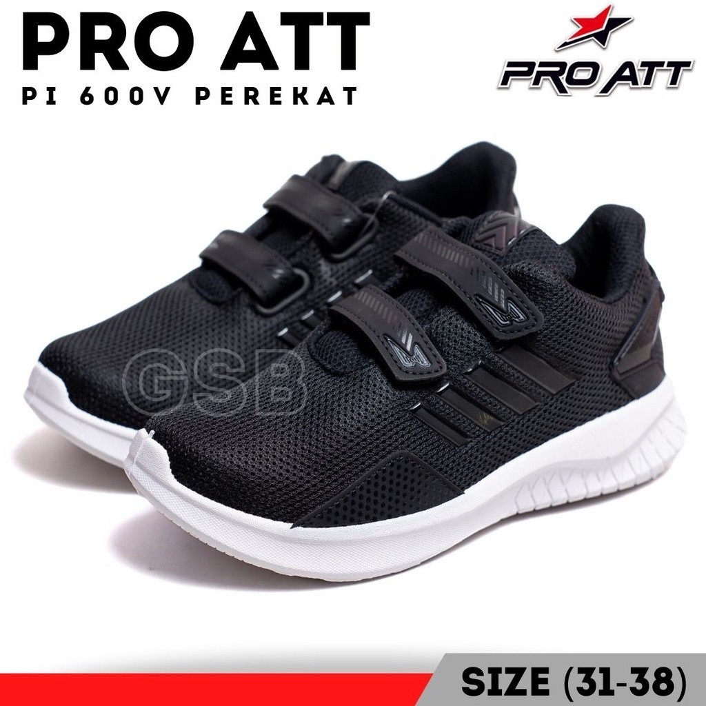 Jual Sepatu Anak Sekolah TK SD SMP Lelaki / Perempuan Hitam Putih Perekat PRO ATT PI 600 ...