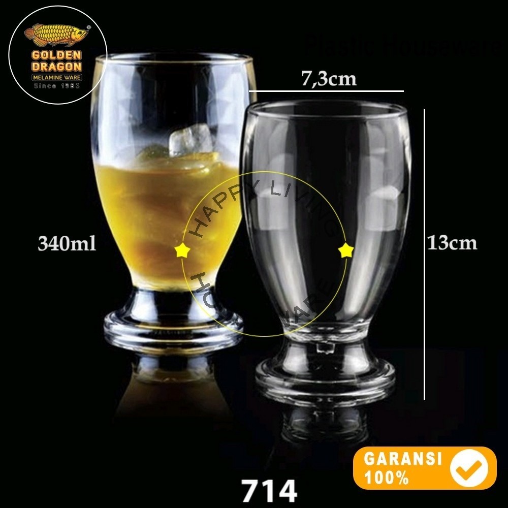 Jual GOLDEN DRAGON Gelas Plastik Mini Goblet 340ml Gelas Resto Gelas ...